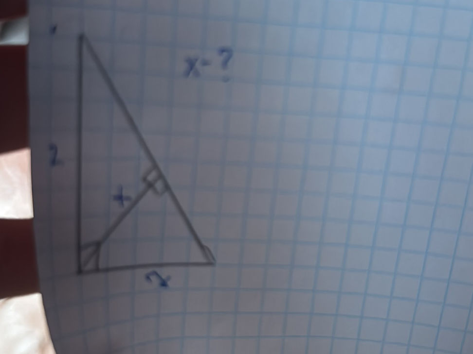 x - ? Diagram of a right triangle with a | StudyX