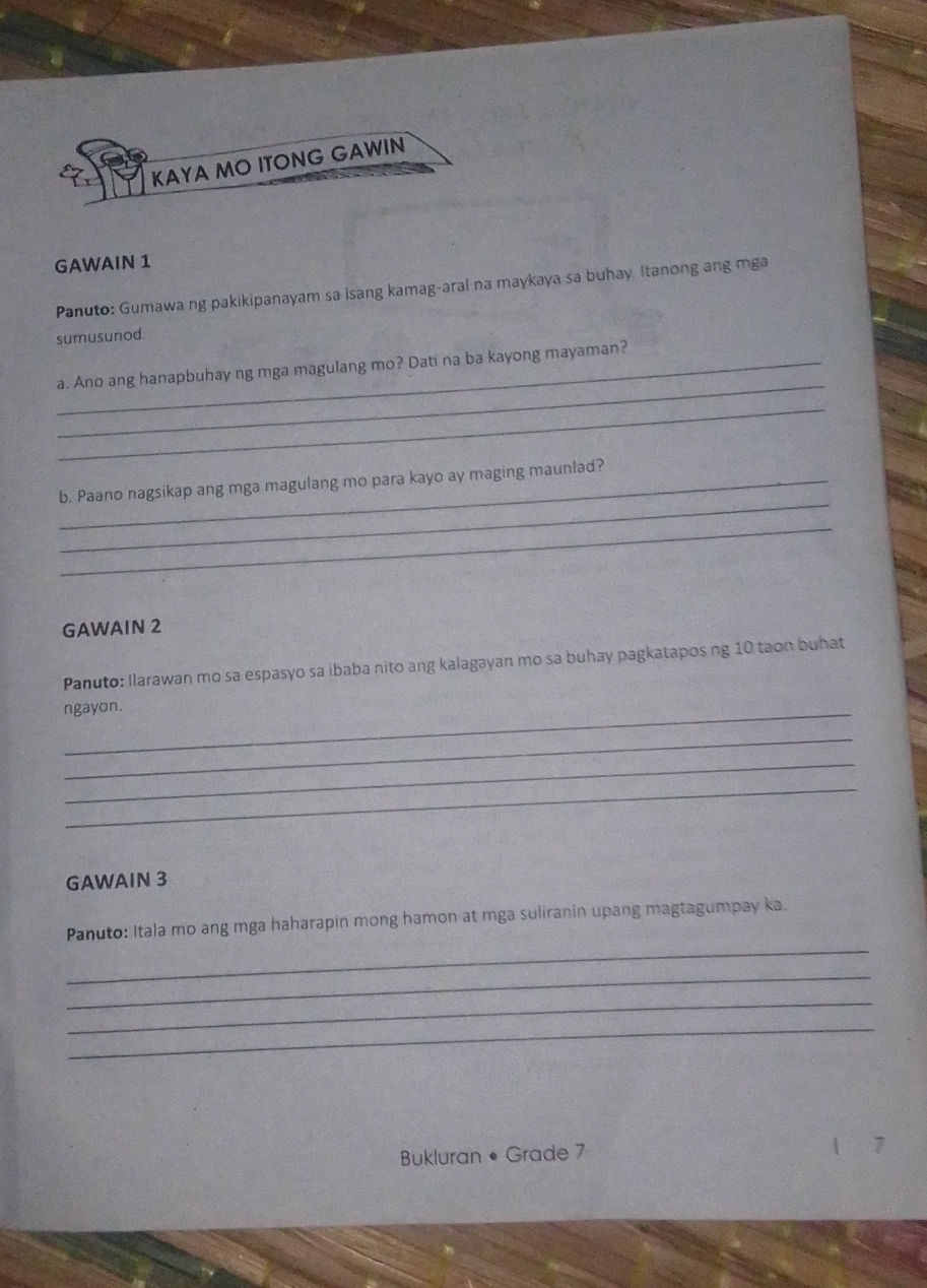 GAWAIN 1 Panuto: Gumawa ng pakikipanayam sa | StudyX