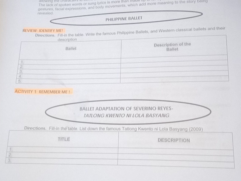 REVIEW: IDENTIFY ME! Directions. Fill-in the | StudyX