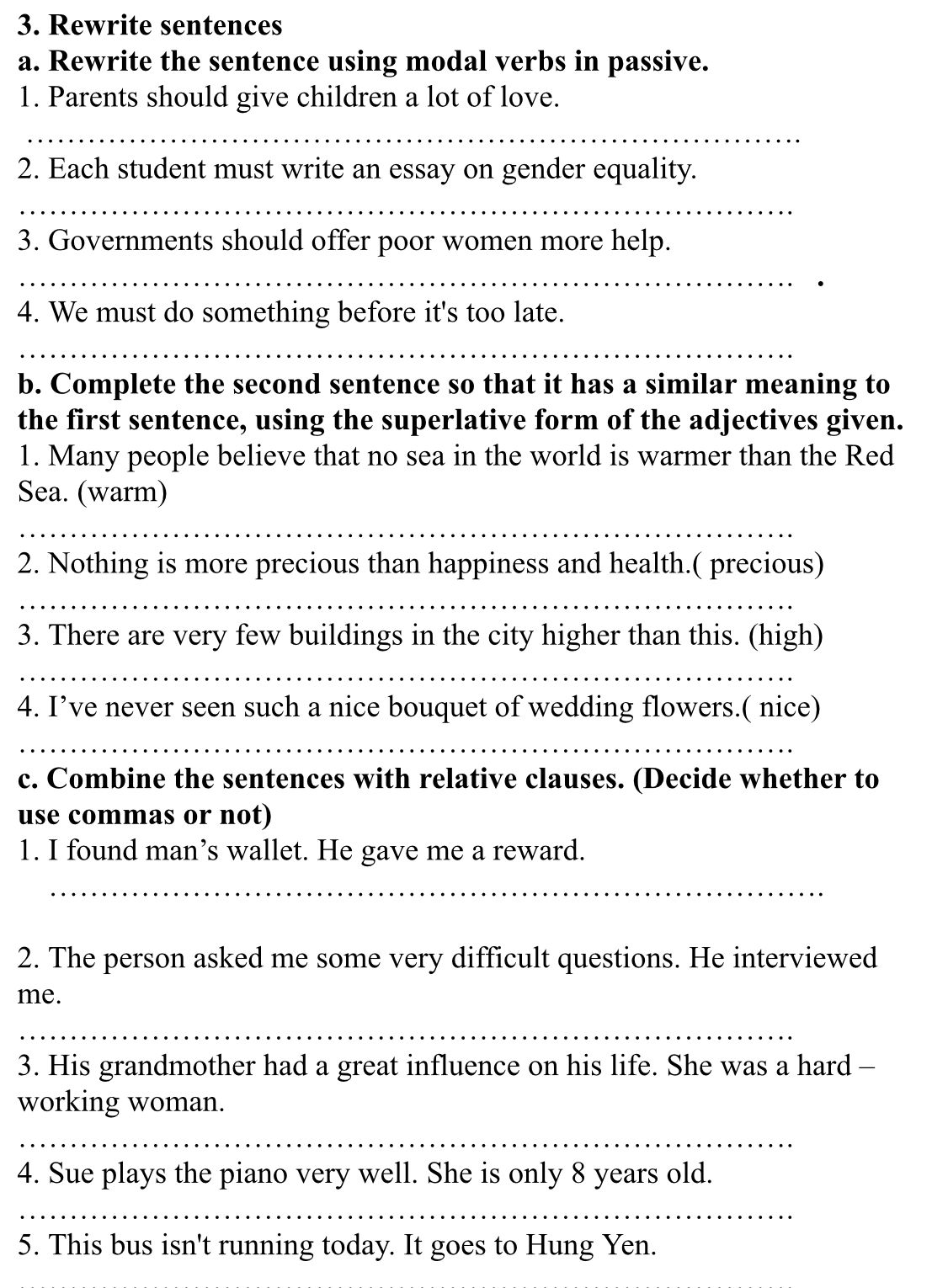 3. Rewrite sentences a. Rewrite the | StudyX