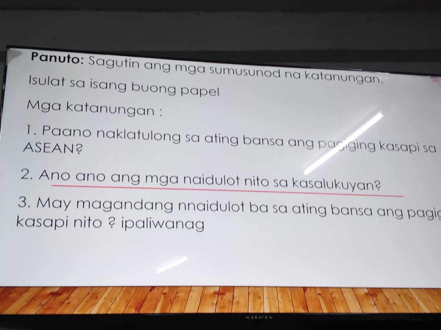 Panuto: Sagutin ang mga sumusunod na | StudyX
