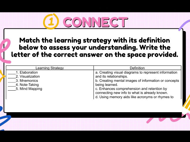 Match the learning strategy with its | StudyX