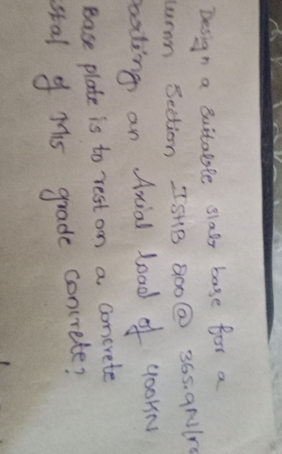 Design a suitable slab base for a column | StudyX