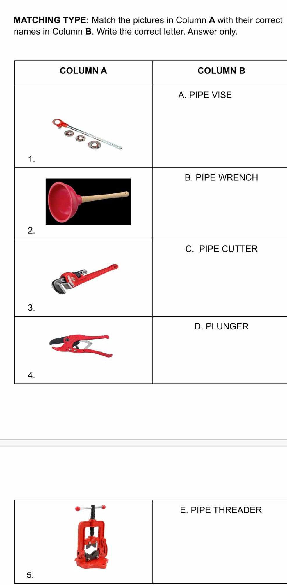 MATCHING TYPE: Match the pictures in Column | StudyX