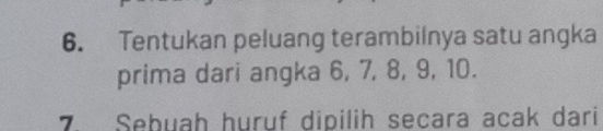 6. Tentukan peluang terambilnya satu angka | StudyX