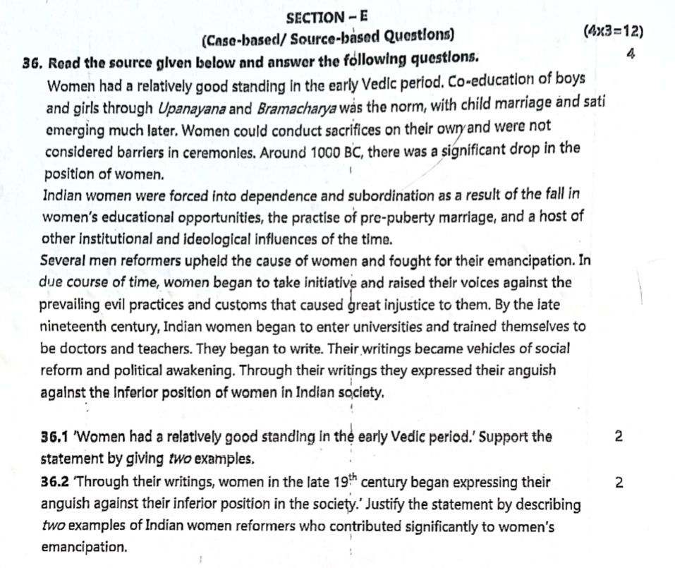 SECTION - E (Case-based/ Source-based | StudyX