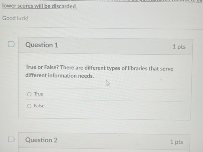 True or False? There are different types of | StudyX