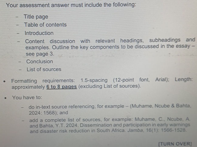 Your assessment answer must include the | StudyX