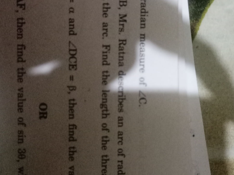 B, Mrs. Ratna describes an arc of rad the | StudyX