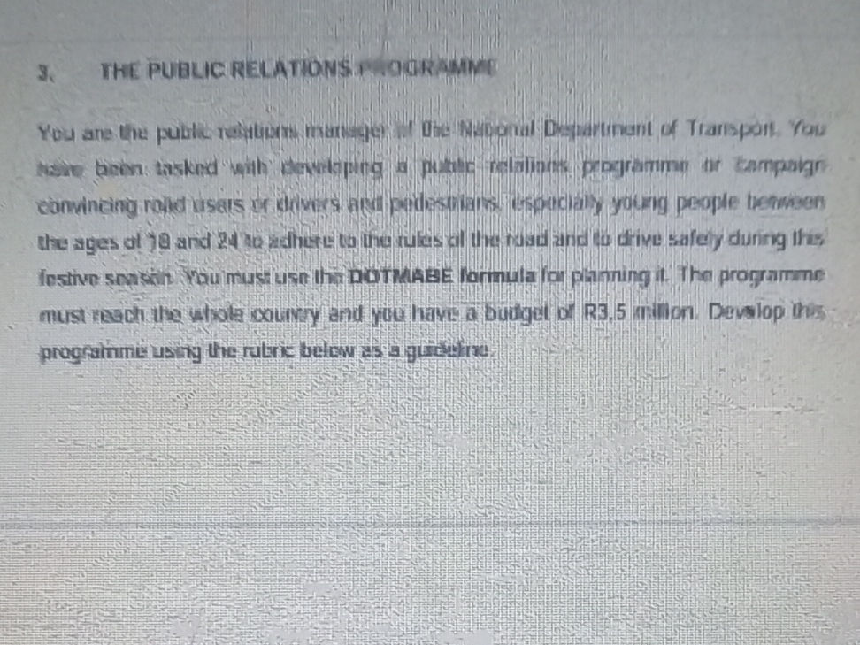 3. THE PUBLIC RELATIONS PROGRAMME You are | StudyX