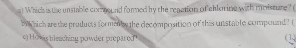 a) Which is the unstable compound formed by | StudyX