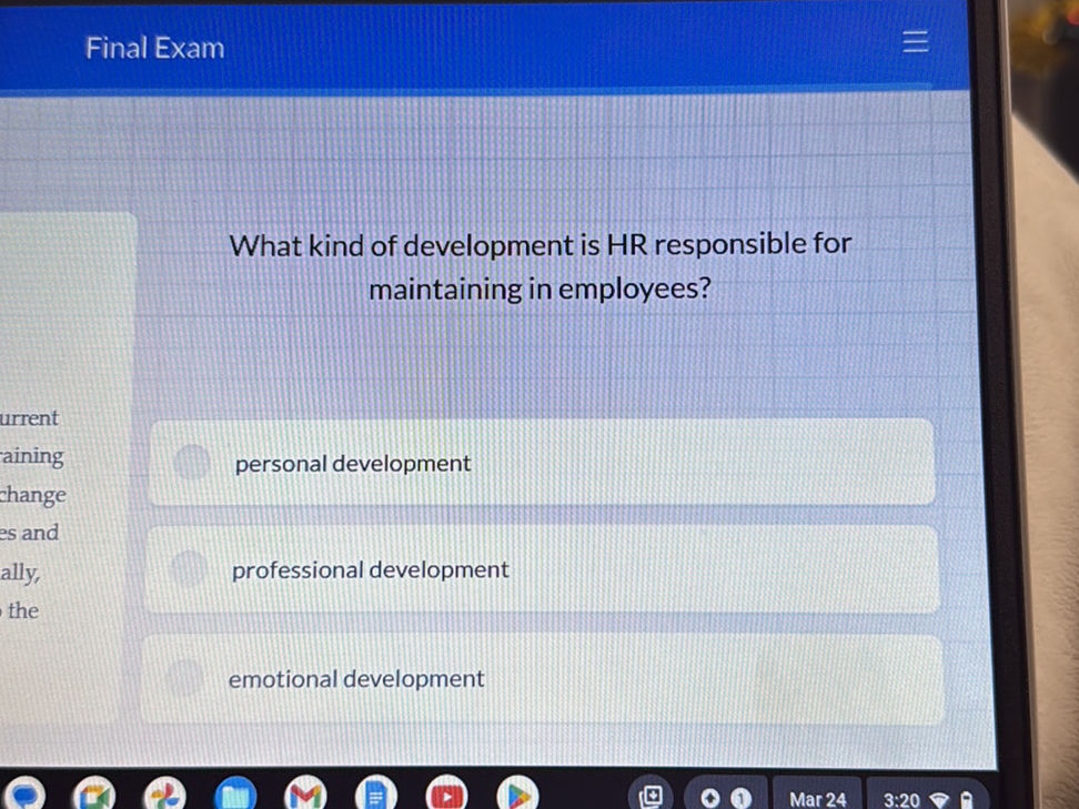 What kind of development is HR responsible | StudyX