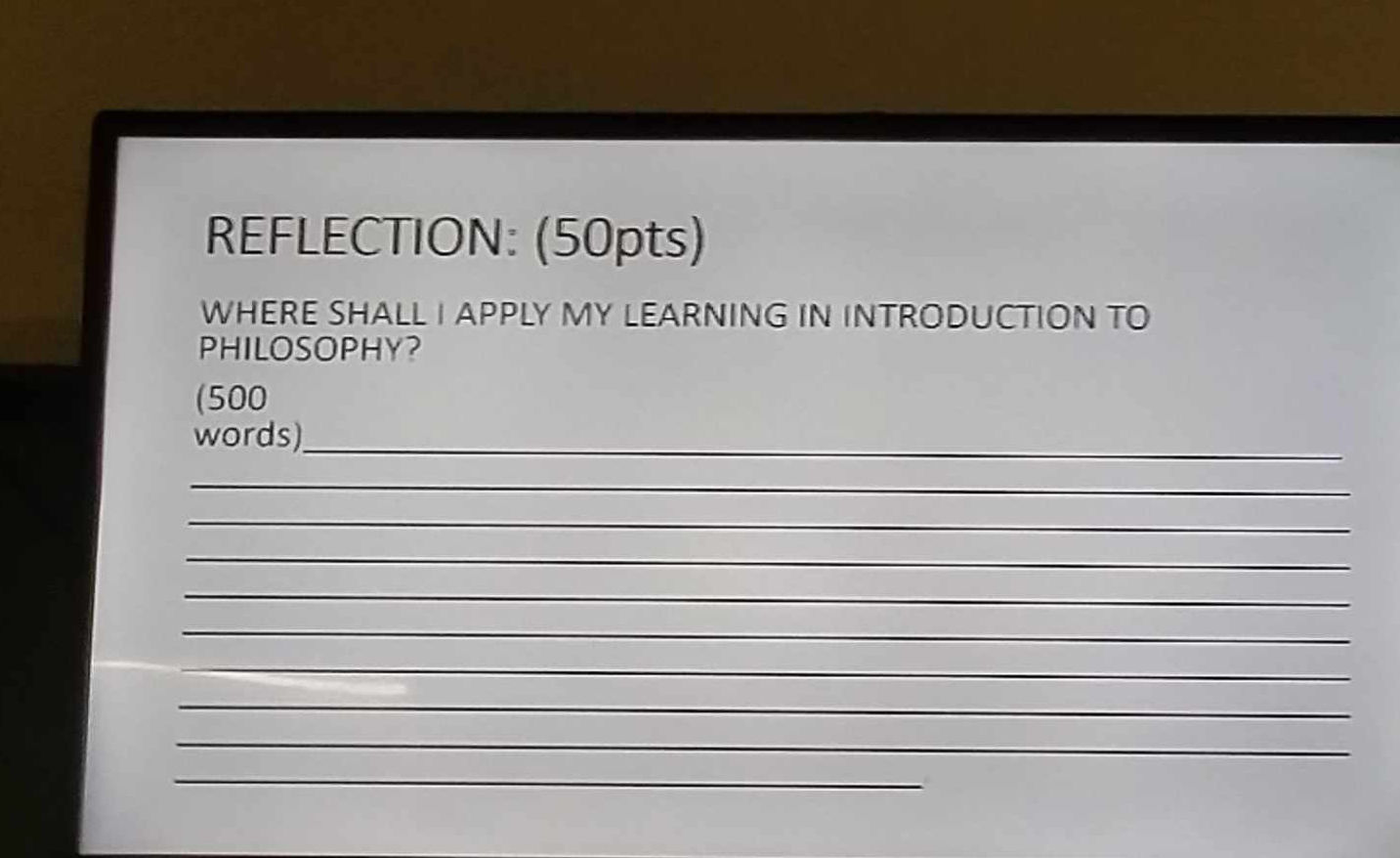 REFLECTION: (50pts) WHERE SHALL I APPLY MY | StudyX