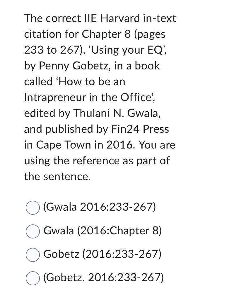 The correct IIE Harvard in-text citation for | StudyX