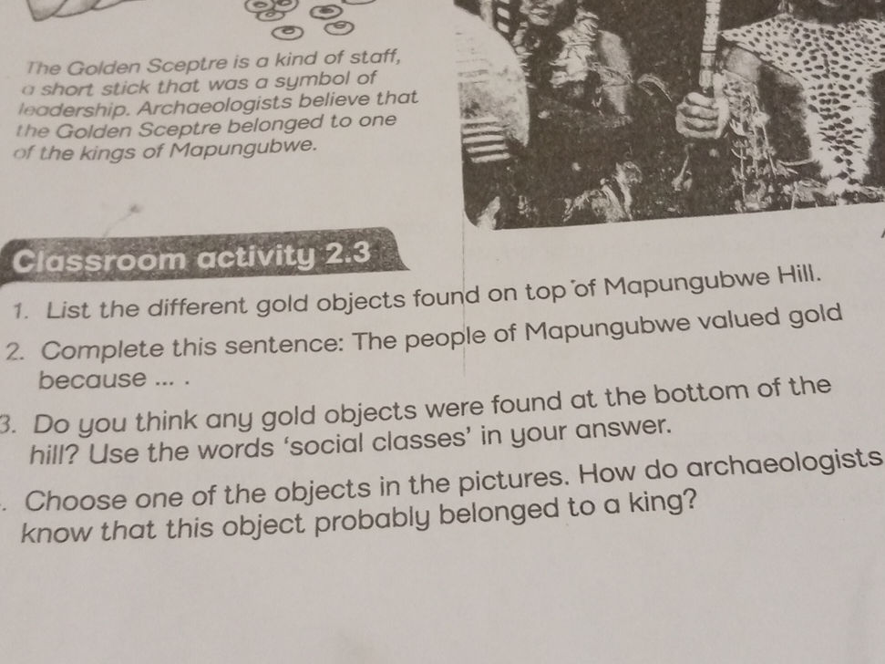 1. List the different gold objects found on | StudyX