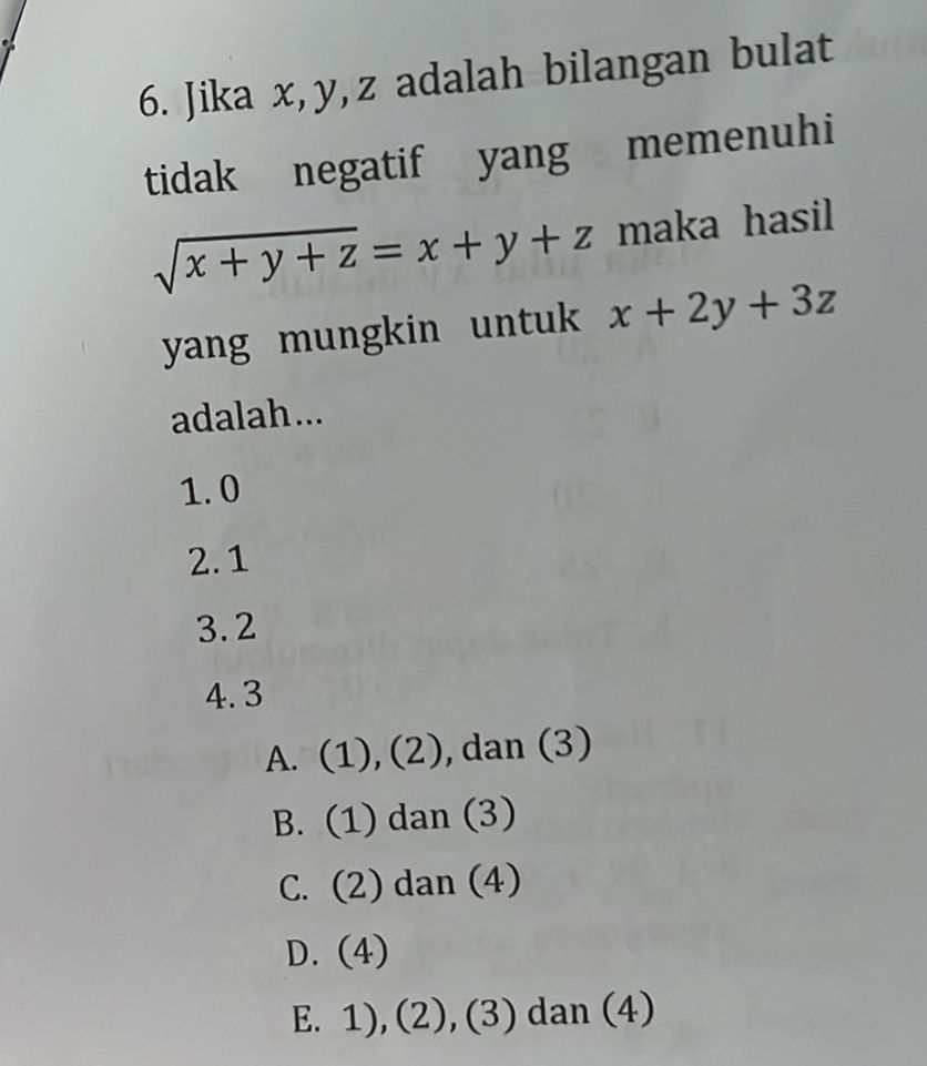 6. Jika $x, y, z$ adalah bilangan bulat | StudyX