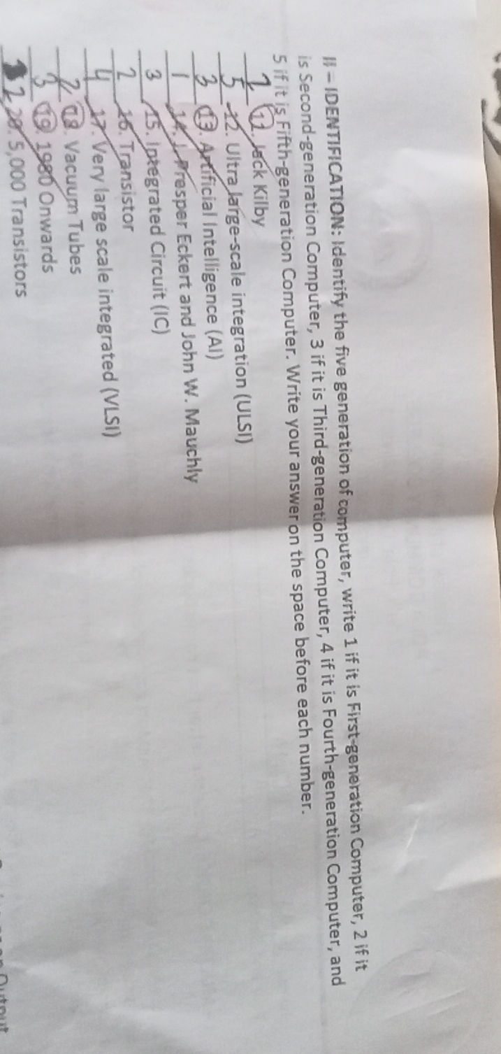 II - IDENTIFICATION: Identify the five | StudyX