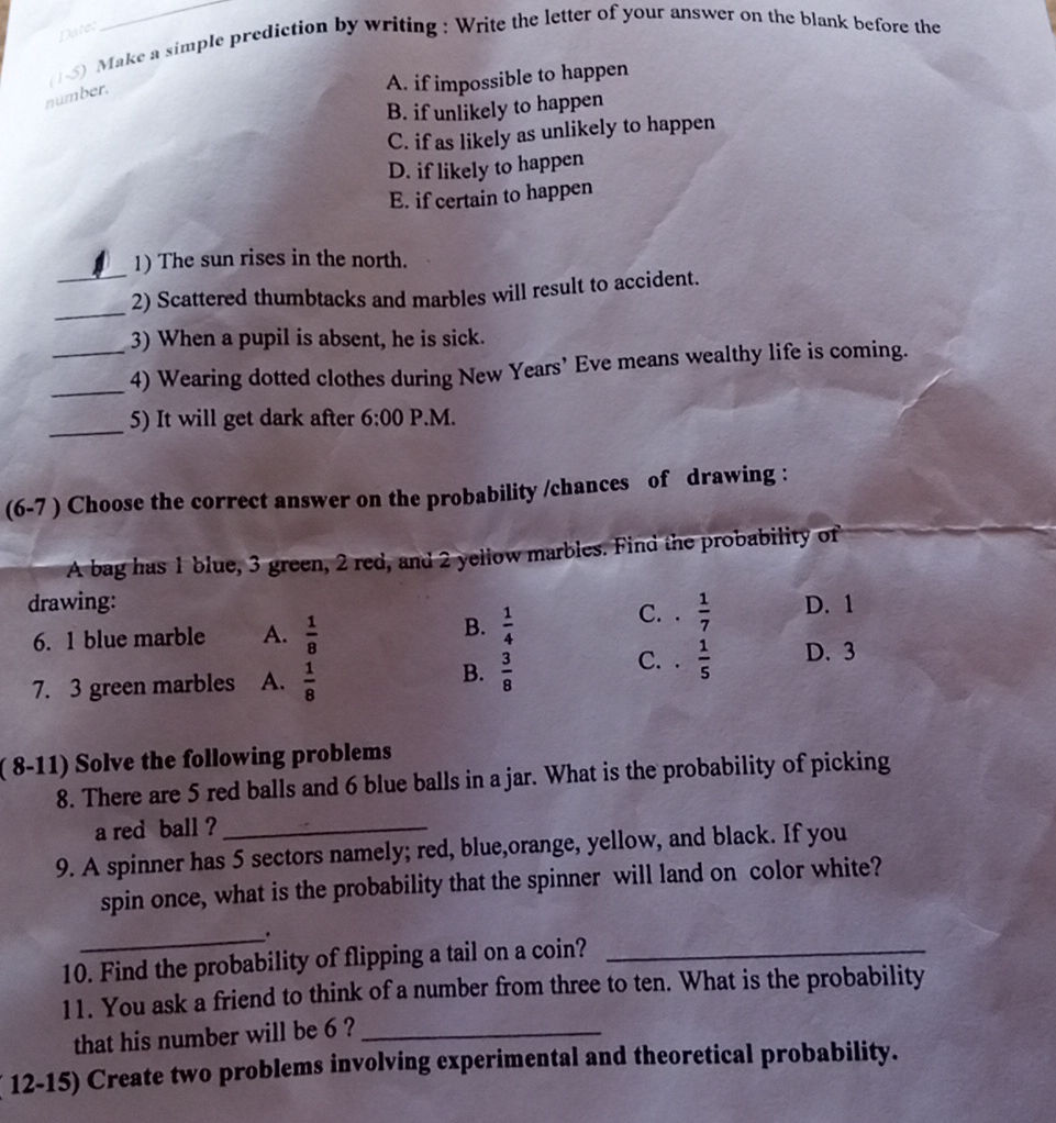 (1-5) Make a simple prediction by writing: | StudyX