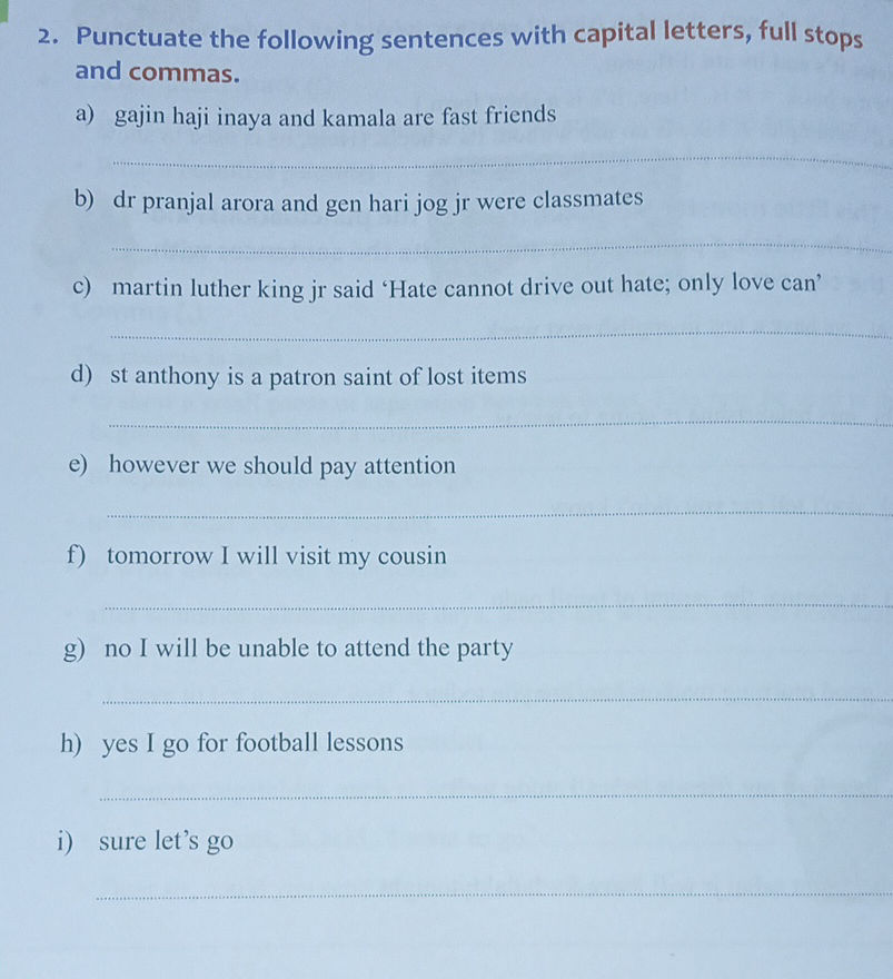 2. Punctuate the following sentences with | StudyX