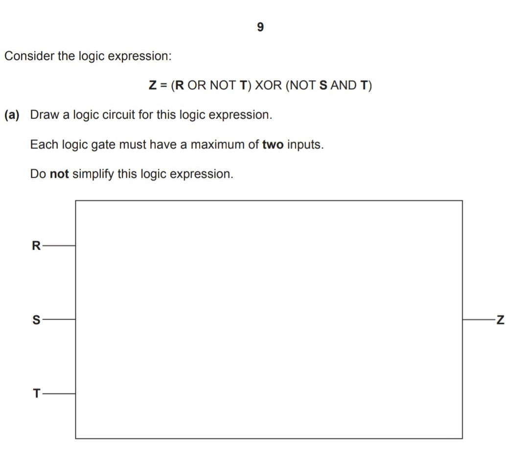 Consider the logic expression: Z = (R OR | StudyX