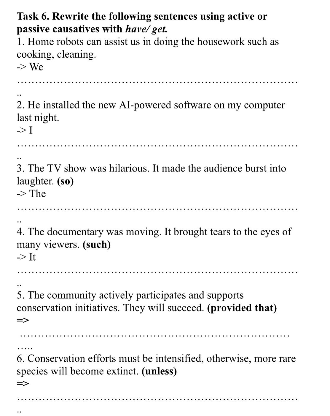 Task 6. Rewrite the following sentences | StudyX