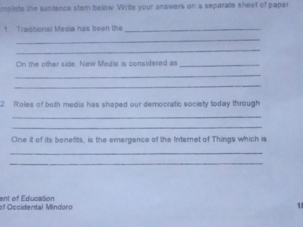 Complete the sentence stem below. Write your | StudyX