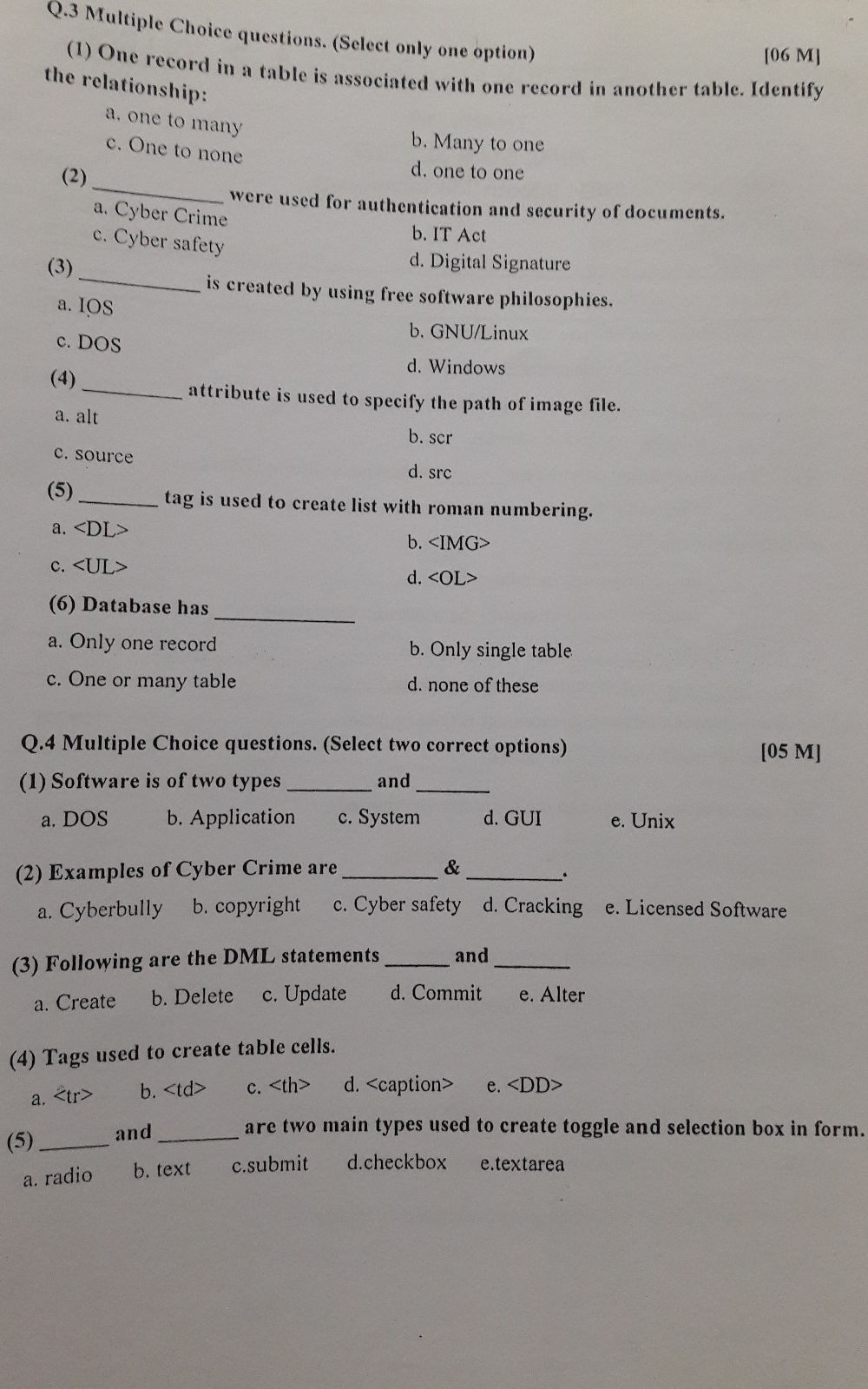 Q.3 Multiple Choice questions. (Select only | StudyX