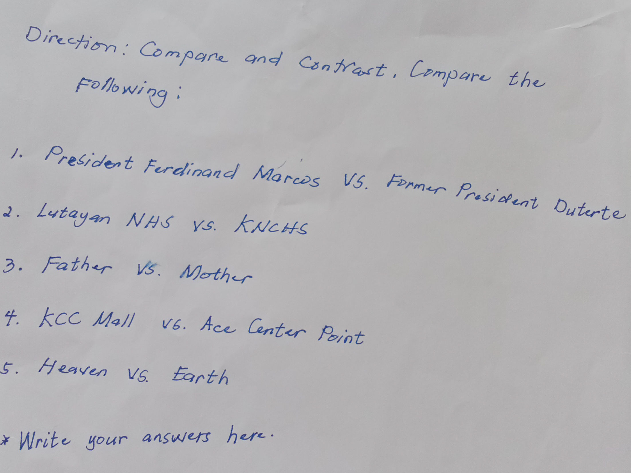Direction: Compare and Contrast. Compare the | StudyX