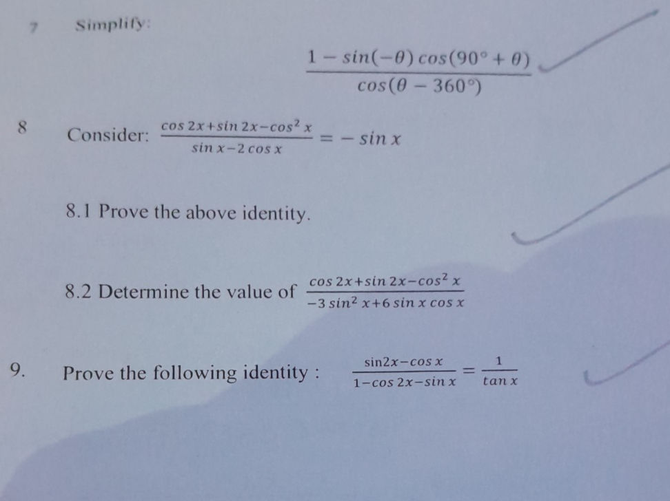 7 Simplify: $$ {1 - (- ) (90^ + )}{ ( | StudyX