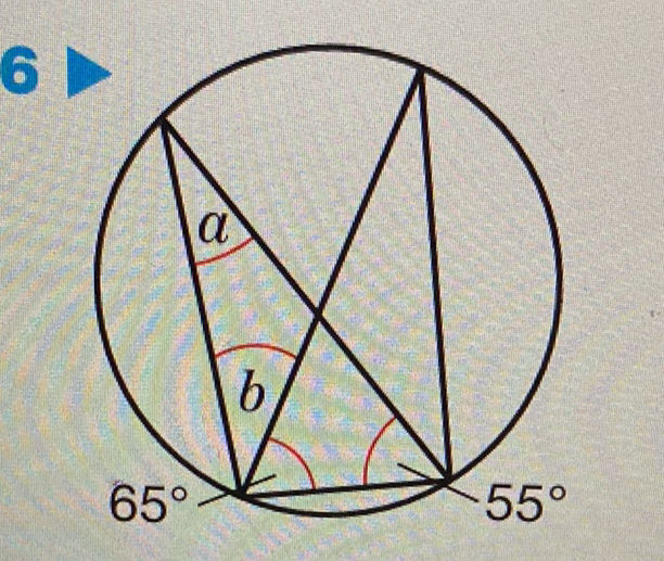 Find the values of angles $a$ and $b$ in the | StudyX