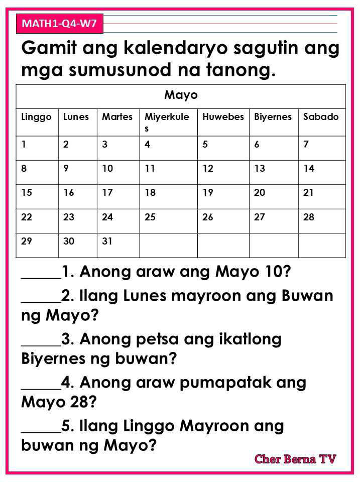 Gamit ang kalendaryo sagutin ang mga | StudyX