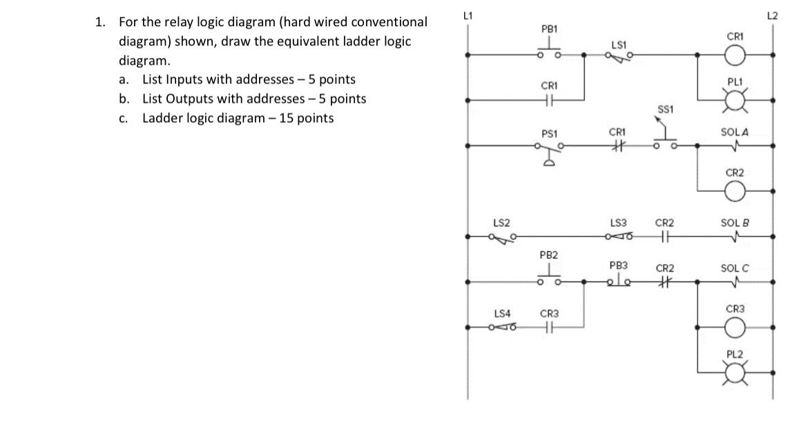 1. For the relay logic diagram (hard wired | StudyX