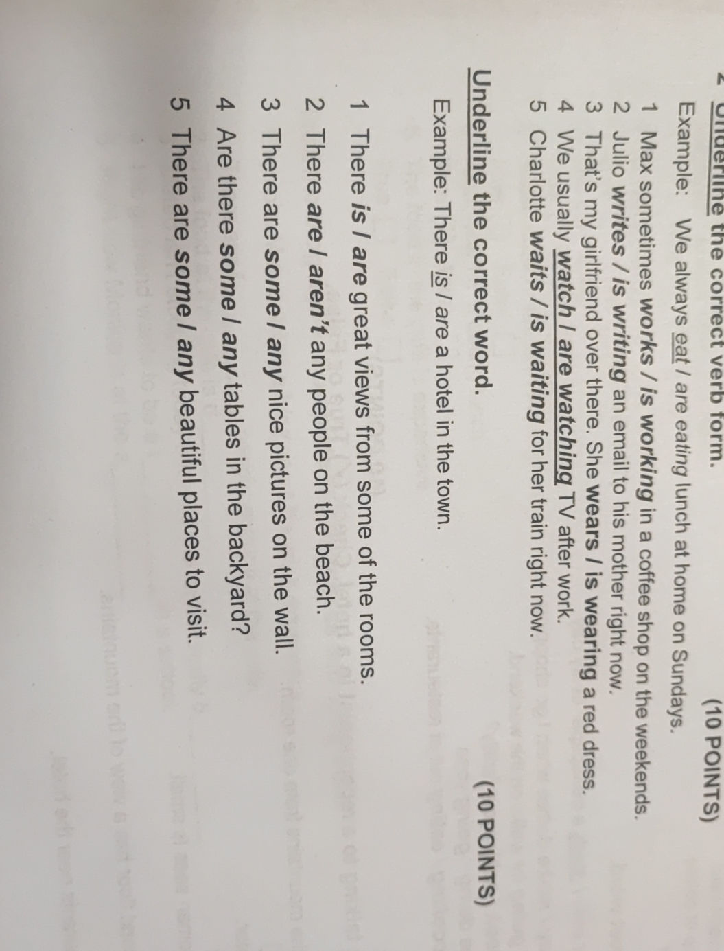 Underline the correct verb form. Example: | StudyX