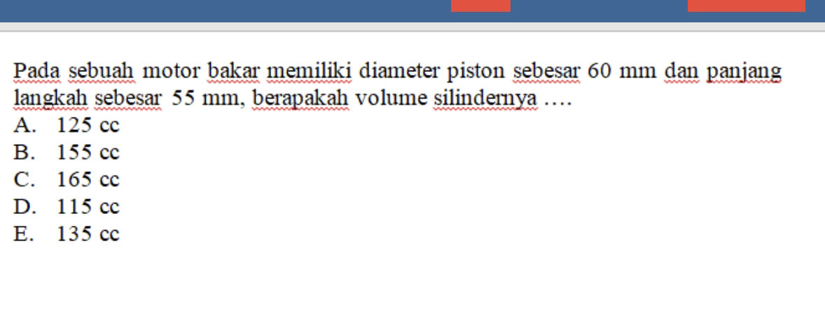 Pada sebuah motor bakar memiliki diameter | StudyX