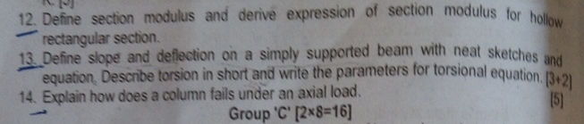 12. Define section modulus and derive | StudyX