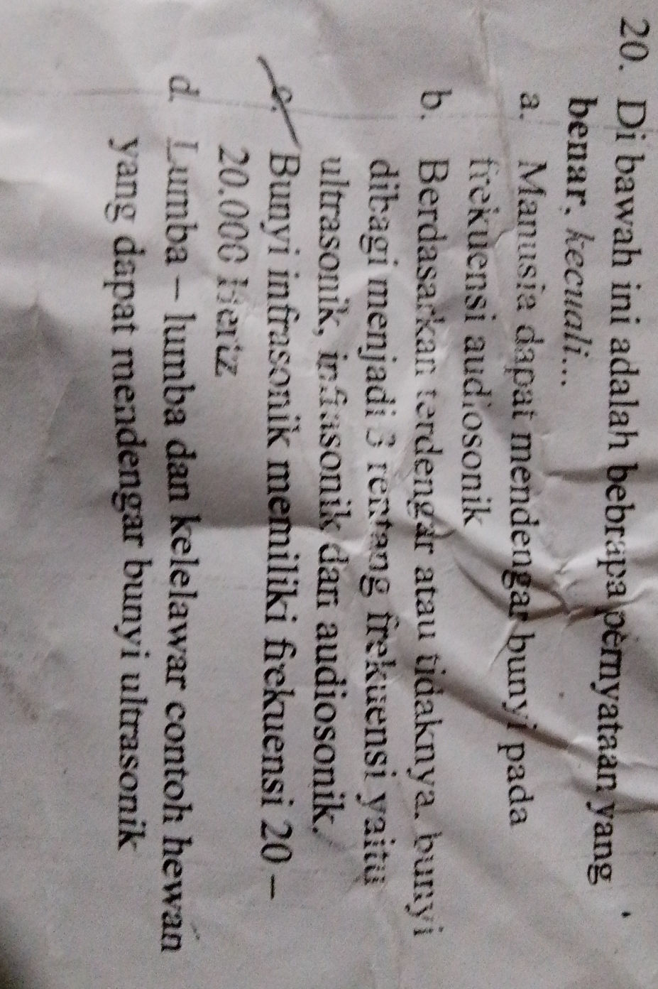 20. Di bawah ini adalah bebrapa pernyataan | StudyX