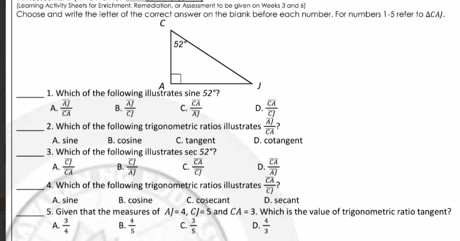 Choose and write the letter of the correct | StudyX