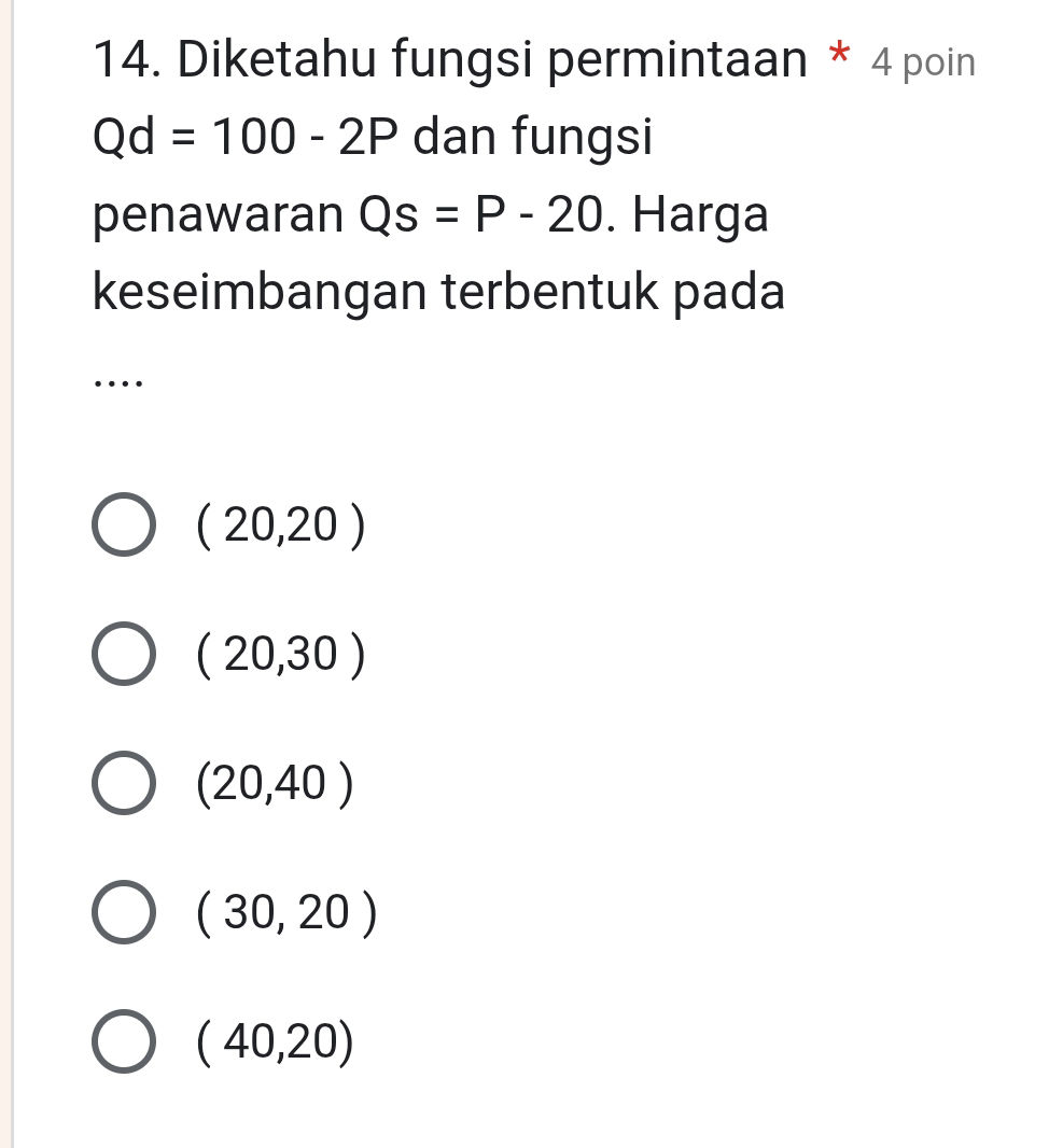 14. Diketahui fungsi permintaan $Qd = 100 - | StudyX