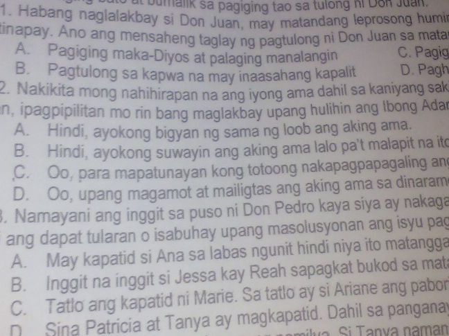 1. Habang naglalakbay si Don Juan, may | StudyX