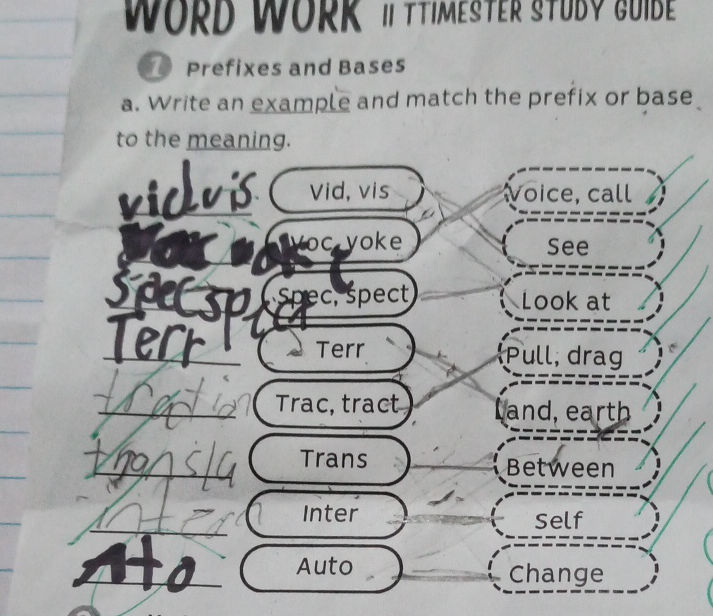 a. Write an example and match the prefix or | StudyX