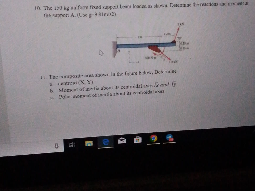 10. The 150 kg uniform fixed support beam | StudyX