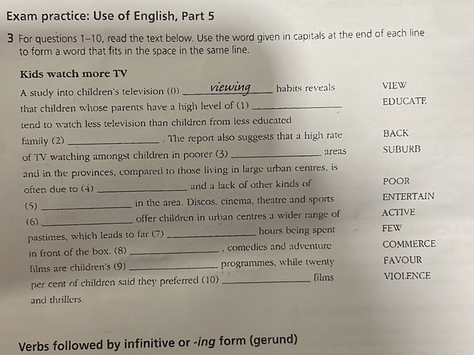 Exam practice: Use of English, Part 5 3 For | StudyX