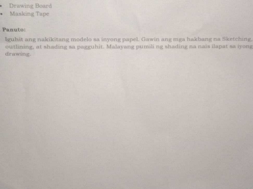 - Drawing Board - Masking Tape Panuto: | StudyX