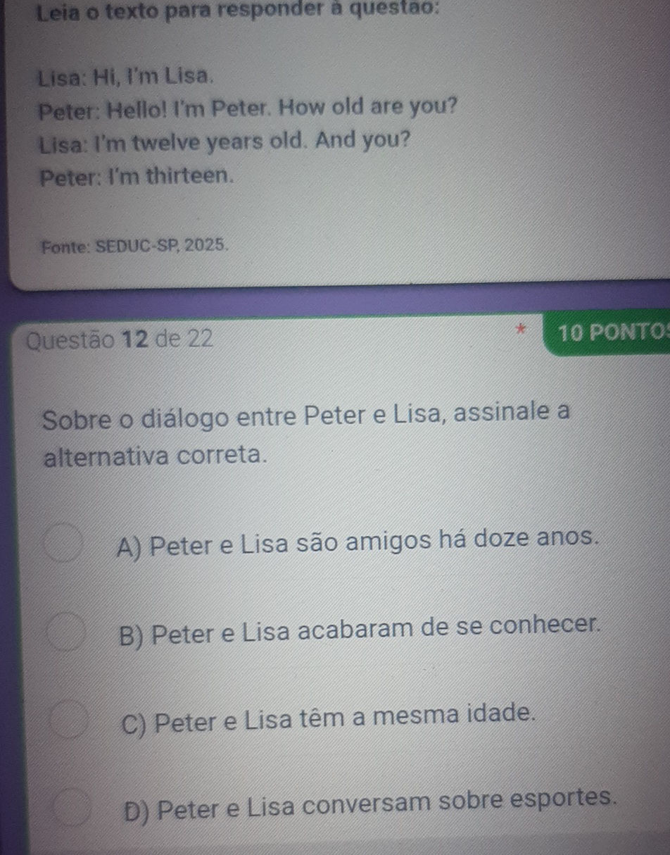 Leia o texto para responder a questão: Lisa:
