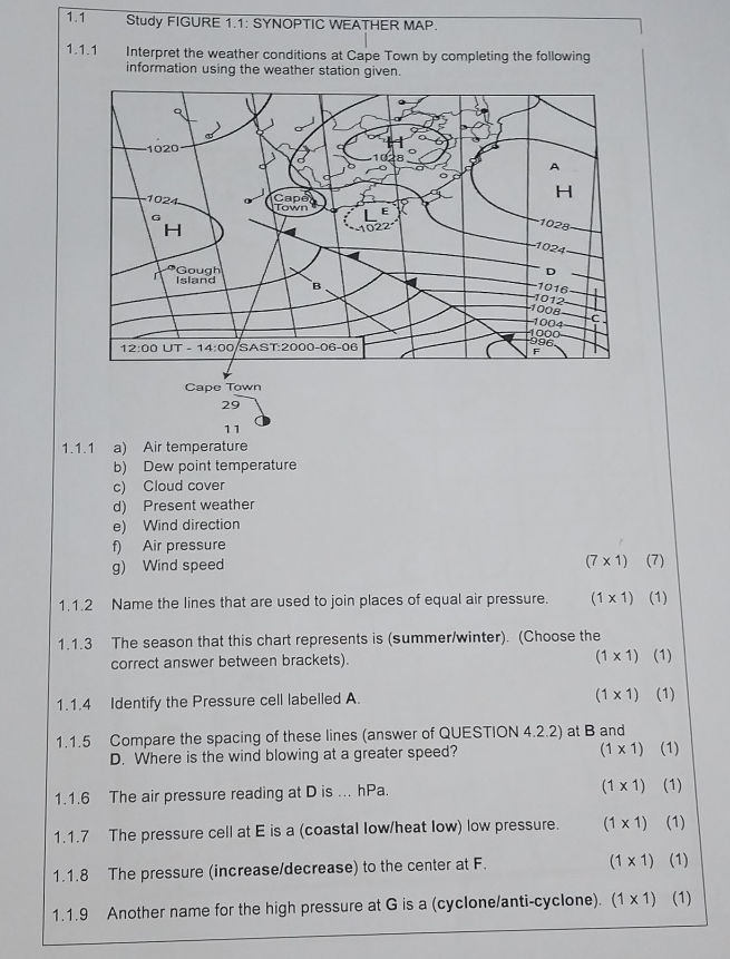1.1 Study FIGURE 1.1: SYNOPTIC WEATHER MAP. | StudyX