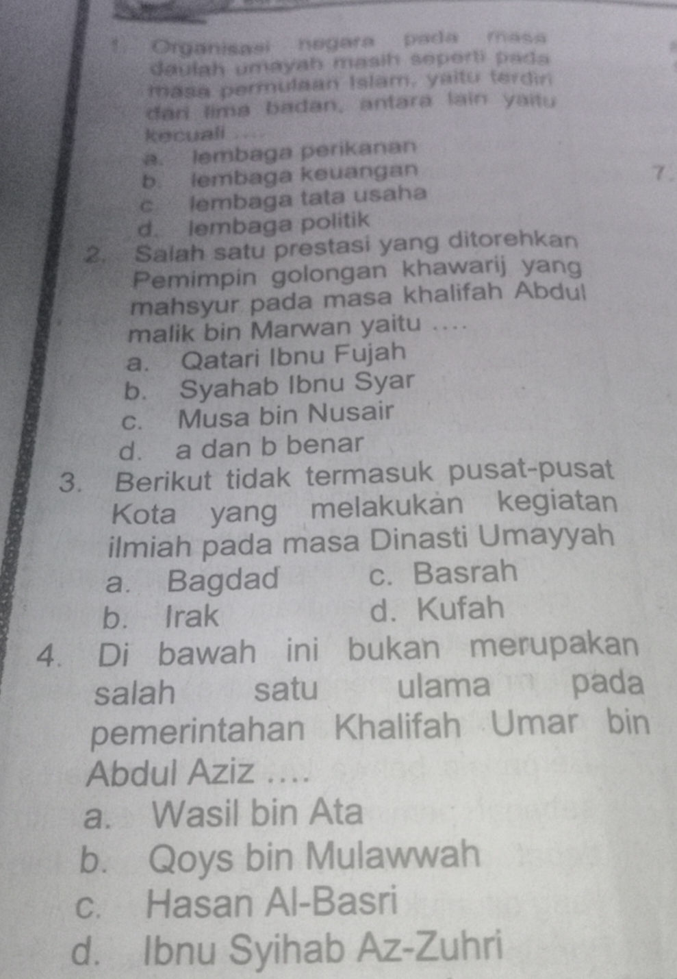 1. Organisasi negara pada masa daulah umayah | StudyX