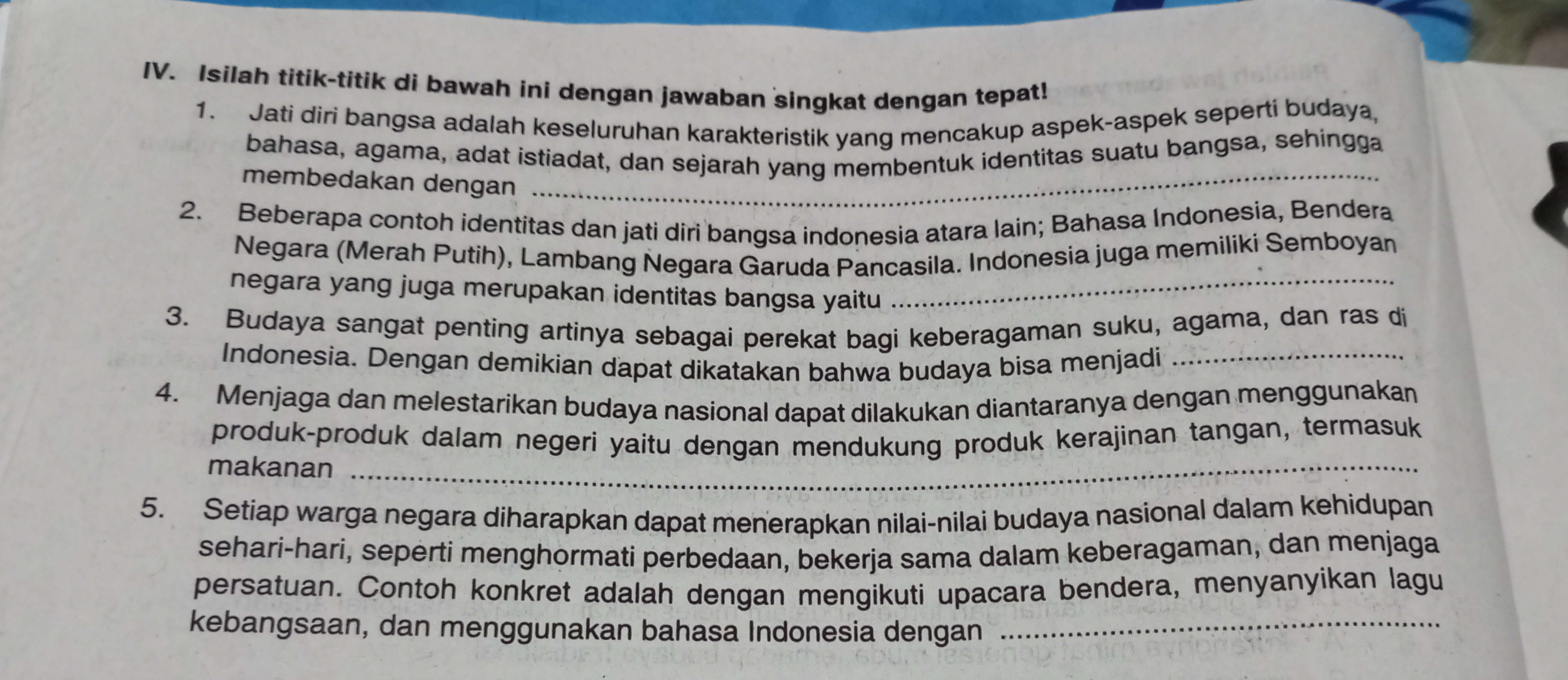 IV. Isilah titik-titik di bawah ini dengan | StudyX