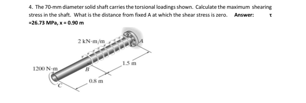 4. The 70-mm diameter solid shaft carries | StudyX