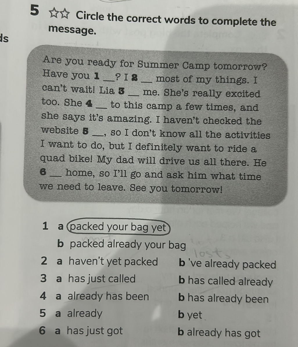 Circle the correct words to complete the | StudyX