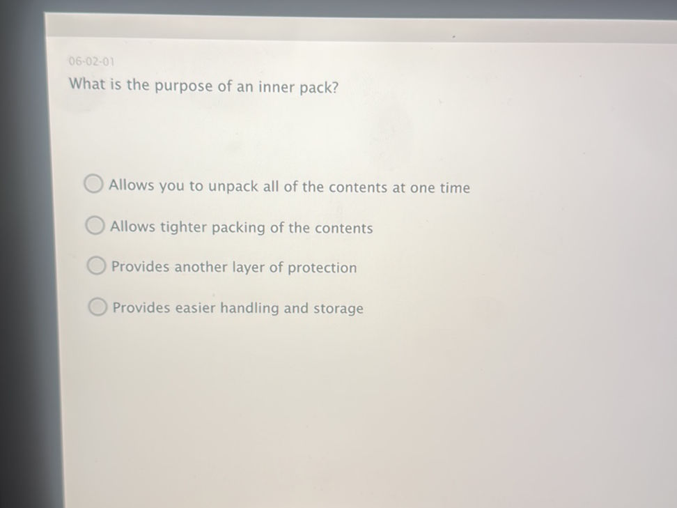 What is the purpose of an inner pack? | StudyX